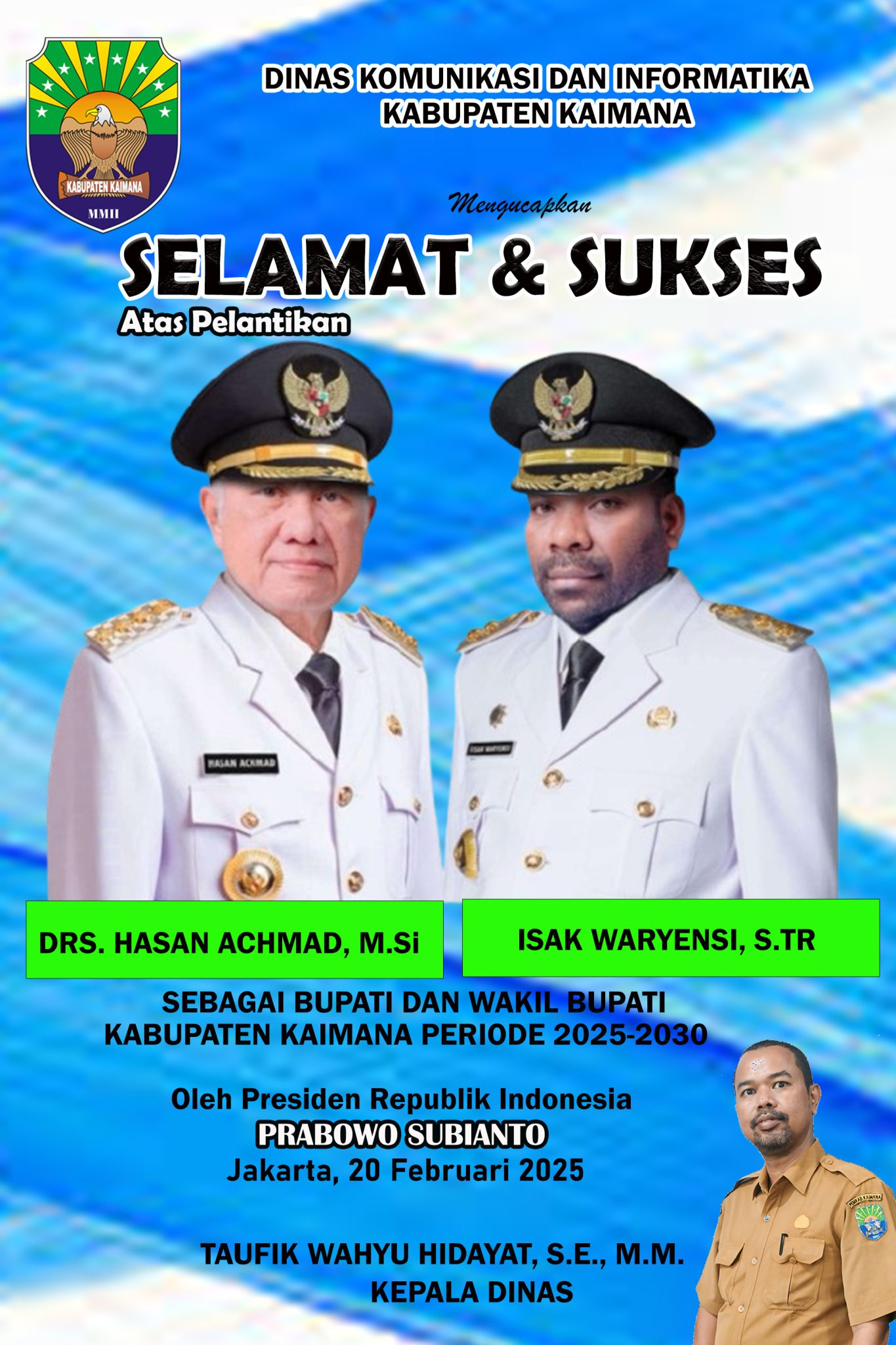 Iklan Pelantikan Bupati dan Wakil Bupati Kaimana 2025-2030 Dinas ...